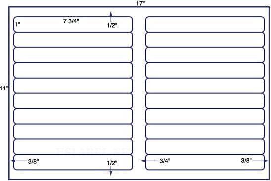 US7021-7 3/4'' x 1''-20 up label on a 11'' x 17'' sheet.