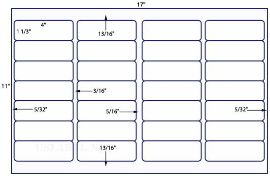 US7180-4''x1 1/3''-28 up label on a 11'' x 17'' sheet.