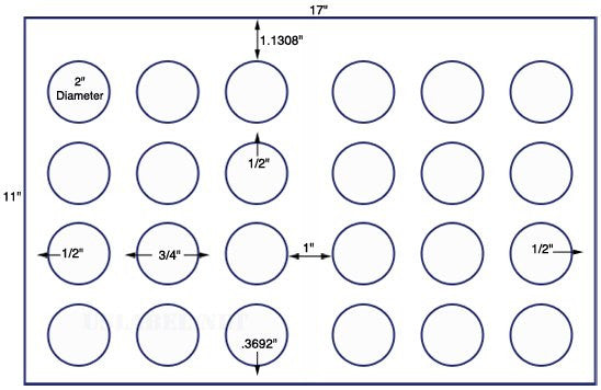 US8198 -2'' Diameter circle 24 up on a 11'' x 17'' sheet.