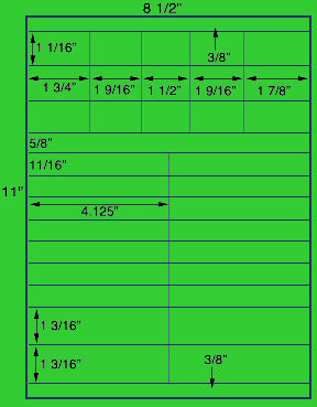 US3705-Custom label sizes on a 8 1/2"x11" label sheet.
