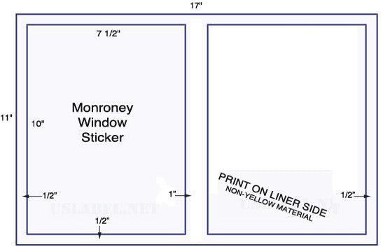 US5101M 2 up Monroney Sticker 7.5x10" on 11" x 17" sheet.